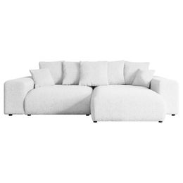 ECKSOFA Ottomane rechts ESKAR-L 266x176x72 Wei&szlig; Boucl&eacute;