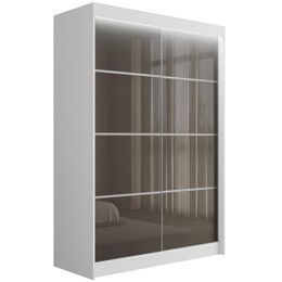 KLEIDERSCHRANK PEKA III mit LED - 120 cm - Wei&szlig;|Grau
