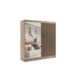 KLEIDERSCHRANK VILAN mit Spiegel/LED - 200 cm - Sonoma Eiche|Eiche Wotan