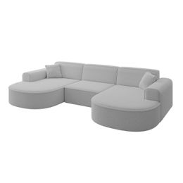 WOHNLANDSCHAFT MARI-U1 - 303x171x79 cm Hellgrau Boucl&eacute;