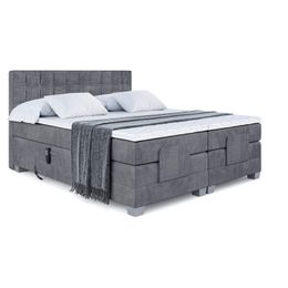 BOXSPRINGBETT elektrisch verstellbar mit 2 Matratzen H4/Taschenfederung OSTO EL 180 x 200 Dunkelgrau