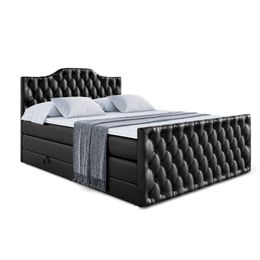 BOXSPRINGBETT VILA-1-Z KING - 200x200 - H3/H4 - Schwarz Hochglanz