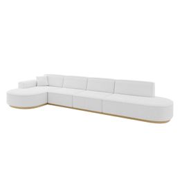 ECKSOFA Ottomane Links MARI-L3-v2 - 413x171x83 cm Wei&szlig; Boucl&eacute;