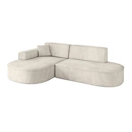 ECKSOFA Ottomane Links MARI-L1 - 243x171x79 cm Ecru Velours