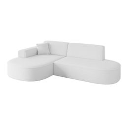 ECKSOFA Ottomane Links MARI-L1 - 243x171x79 cm Wei&szlig; Boucl&eacute;