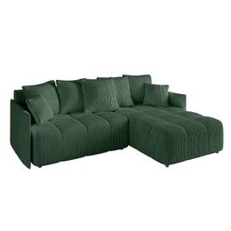 ECKSOFA Ottomane rechts LONLI-L 251x189x68 Gr&uuml;n Cord