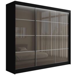 KLEIDERSCHRANK PEKA III mit LED - 250 cm - Schwarz|Grau