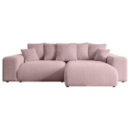 ECKSOFA Ottomane rechts ESKAR-L 266x176x72 Rosa Cord