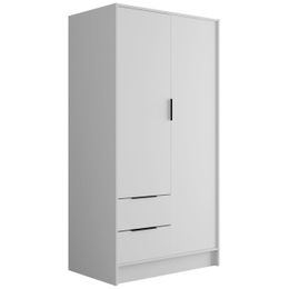 KLEIDERSCHRANK mit Fl&uuml;gelt&uuml;ren KOLIN 100x200cm Wei&szlig; / Wei&szlig;