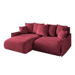 ECKSOFA Ottomane links ONESK-L -v1 216x177x72 Bordeauxrot Velours