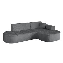 ECKSOFA Ottomane Rechts TARO-L1 - 243x171x79,5 cm Dunkelgrau