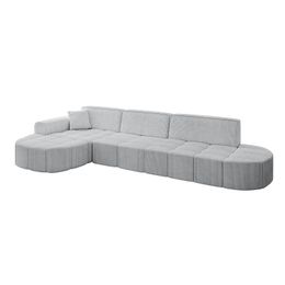 ECKSOFA Ottomane Links LIVO-L2 - 337x173x79,5 cm Grau