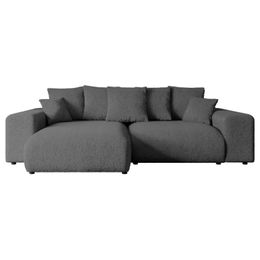 ECKSOFA Ottomane links ESKAR-L 266x176x72 Platinfarben Boucl&eacute;