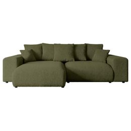 ECKSOFA Ottomane links ESKAR-L 266x176x72 Olivgr&uuml;n Boucl&eacute;