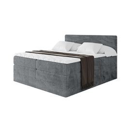 BOXSPRINGBETT mit Matratze H3|H4 und Lattenrost - TOLO KING 160x200 Cord - Dunkelgrau