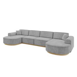 WOHNLANDSCHAFT MARI-U2-v2 - 388x171x83 cm Grau Velours