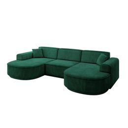 WOHNLANDSCHAFT MARI-U1-v3 - 303x171x83 cm Gr&uuml;n Velours