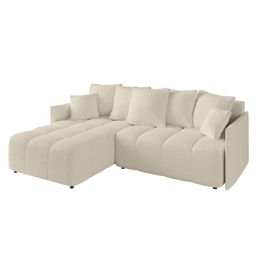 ECKSOFA Ottomane links LONLI-L 251x189x68 Creme Boucl&eacute;