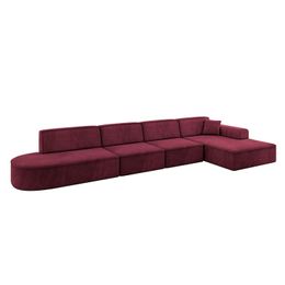 ECKSOFA Ottomane Rechts IREA-L3-v3 - 412x165x77 cm Bordeauxrot