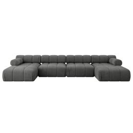 WOHNLANDSCHAFT modulares Sofa Tesso-U2 - 380x160x70 cm Dunkelgrau Velours
