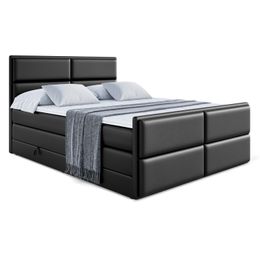 BOXSPRINGBETT AURA-Z KING - 180 x 200 - H3/H4 - Schwarz Hochglanz