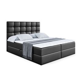 BOXBETT mit H3-Matratze und Lattenrost - BRUGO - 140x200 Schwarz Hochglanz