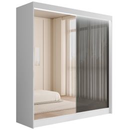 KLEIDERSCHRANK VESLI mit LED - 200 cm - Wei&szlig;|Grau