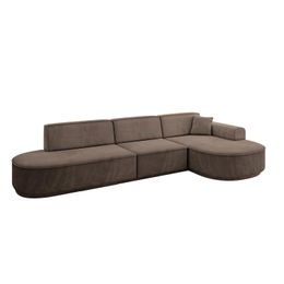 ECKSOFA Ottomane Rechts MARI-L2-v3 - 328x171x83 cm Braun Velours