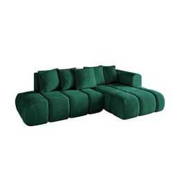 ECKSOFA Ottomane Rechts CLOUD-L-v1 280x185x90 Dunkelgr&uuml;n Velours