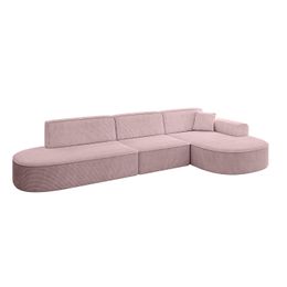 ECKSOFA Ottomane Rechts MARI-L2 - 328x171x79 cm Rosa Cord