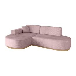 ECKSOFA Ottomane Links MARI-L1-v2 - 243x171x83 cm Rosa Cord