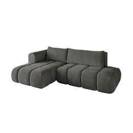 ECKSOFA Ottomane Links CLOUD-L 280x185x90 Dunkelgrau Velours