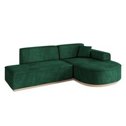 ECKSOFA Ottomane Rechts ARRIO-L1 - 243x171x83 cm Dunkelgr&uuml;n