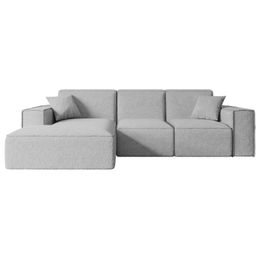 ECKSOFA Ottomane Links SERRA-L - 266x169x80 cm Hellgrau Boucl&eacute;
