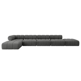 ECKSOFA modulares Sofa Kerru-L3 - 475x190x70 cm Dunkelgrau Velours