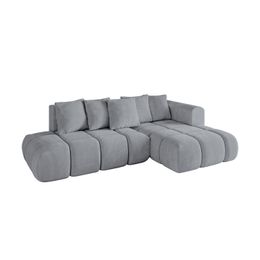 ECKSOFA Ottomane Rechts CLOUD-L-v1 280x185x90 Hellgrau Velours