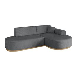 ECKSOFA Ottomane Rechts MARI-L1-v2 - 243x171x83 cm Dunkelgrau Cord