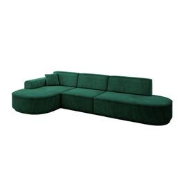 ECKSOFA Ottomane Links MARI-L2-v3 - 328x171x83 cm Gr&uuml;n Velours