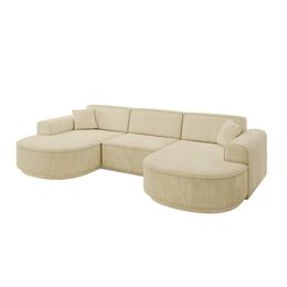 WOHNLANDSCHAFT MARI-U1-v3 - 303x171x83 cm Beige Velours