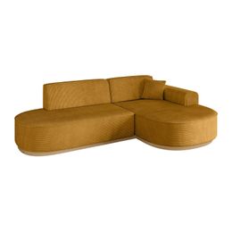 ECKSOFA Ottomane Rechts MARI-L1-v2 - 243x171x83 cm Senfgelb Cord