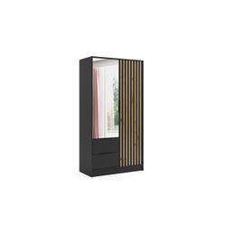KLEIDERSCHRANK NERA - 120 cm - Schwarz|Eiche Artisan