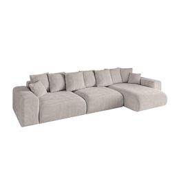 ECKSOFA Ottomane rechts ESKAR-L2 364x176x72 Hellbraun Velours