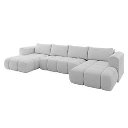 WOHNLANDSCHAFT CLOUD-U 405x185x90 Hellgrau Boucl&eacute;