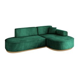 ECKSOFA Ottomane Rechts MARI-L1-v2 - 243x171x83 cm Gr&uuml;n Velours