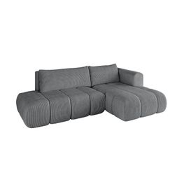 ECKSOFA Ottomane Rechts CLOUD-L 280x185x90 Dunkelgrau Cord
