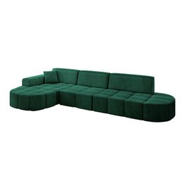 ECKSOFA Ottomane Links LIVO-L2 - 337x173x79,5 cm Dunkelgr&uuml;n