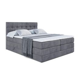 BOXSPRINGBETT BERO KING - 140x200 - H3/H4 - Dunkelgrau