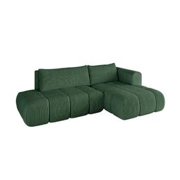 ECKSOFA Ottomane Rechts CLOUD-L 280x185x90 Gr&uuml;n Cord