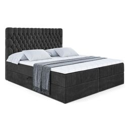 BOXBETT mit Matratze H4 und Lattenrost - SERENE - 140x200 - H4 - Schwarz