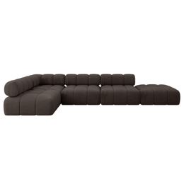 ECKSOFA modulares Sofa Favio-L2 - 380x190x70 cm Braun Velours